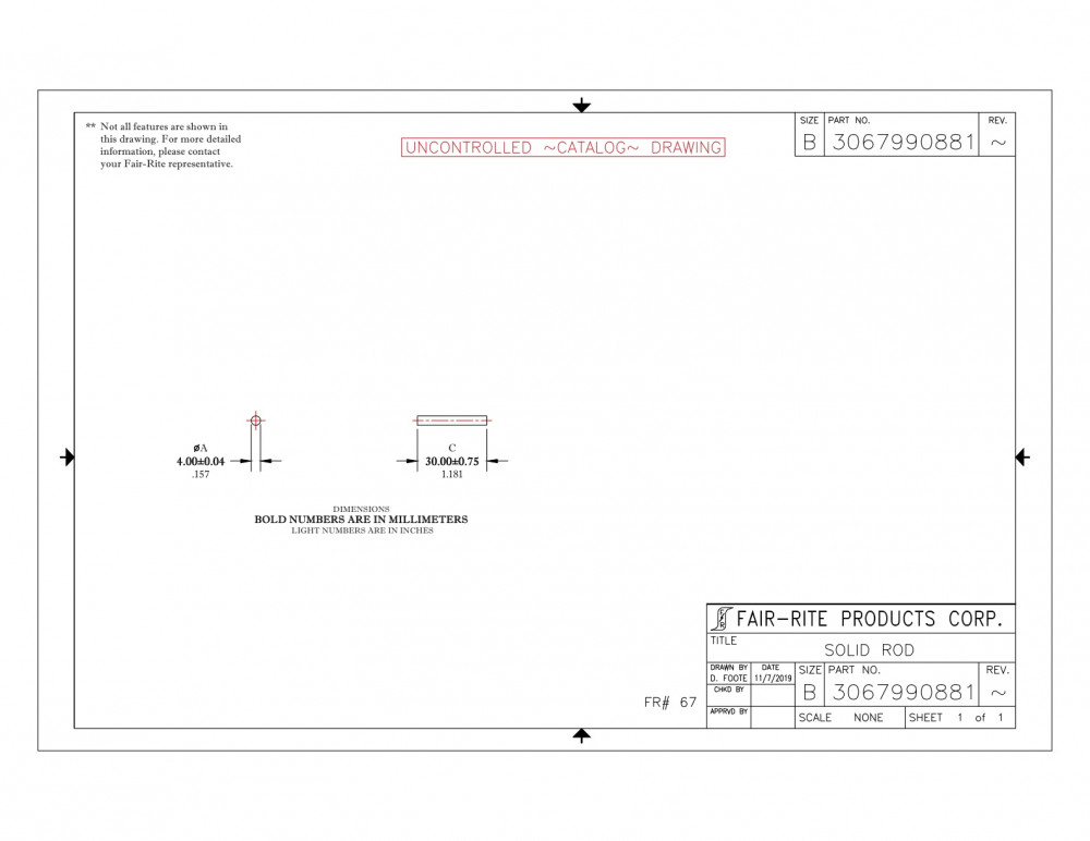 Fair-Rite 3067990881 technical drawing