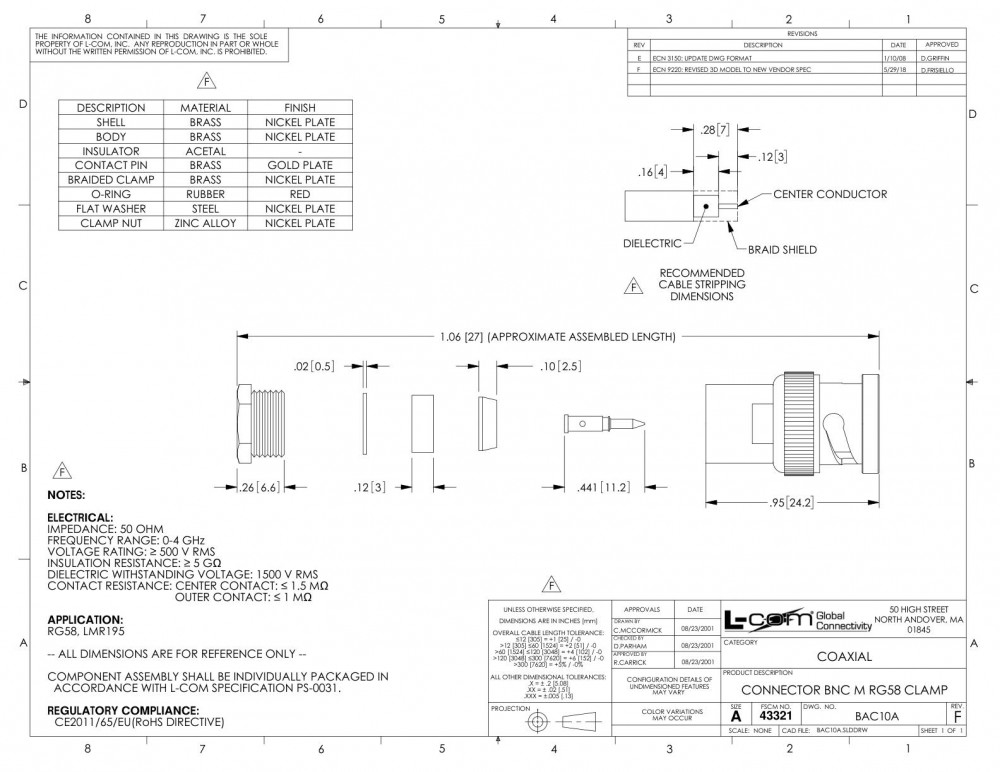 L-com BAC10A technical drawing