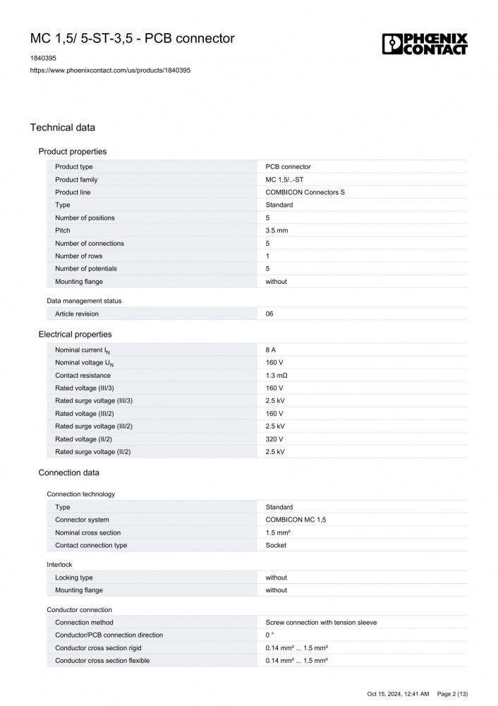 Phoenix Contact 1840395 technical document page 2