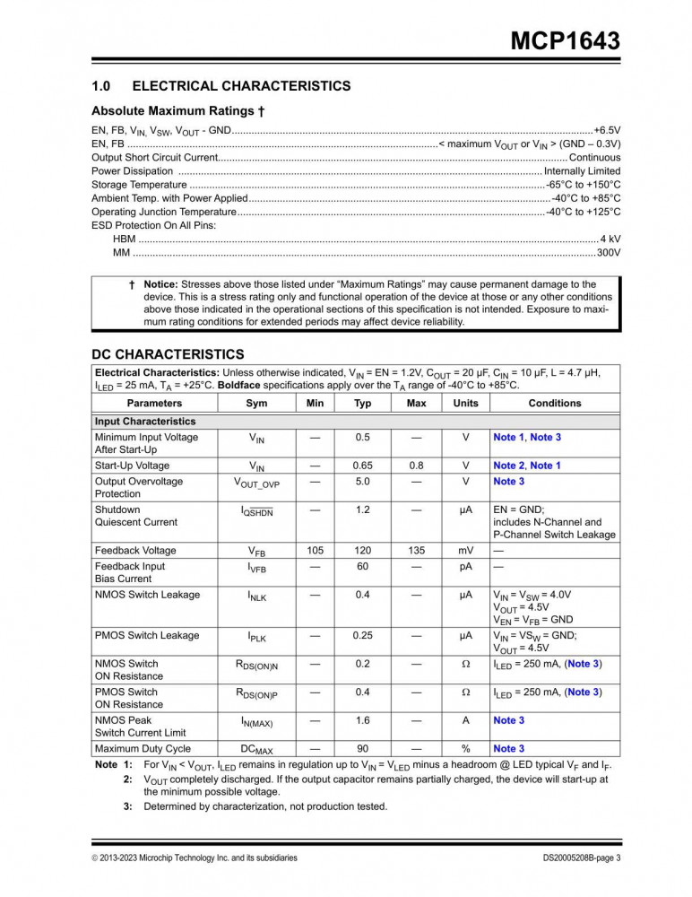 MCP1643 technical document preview, page 3