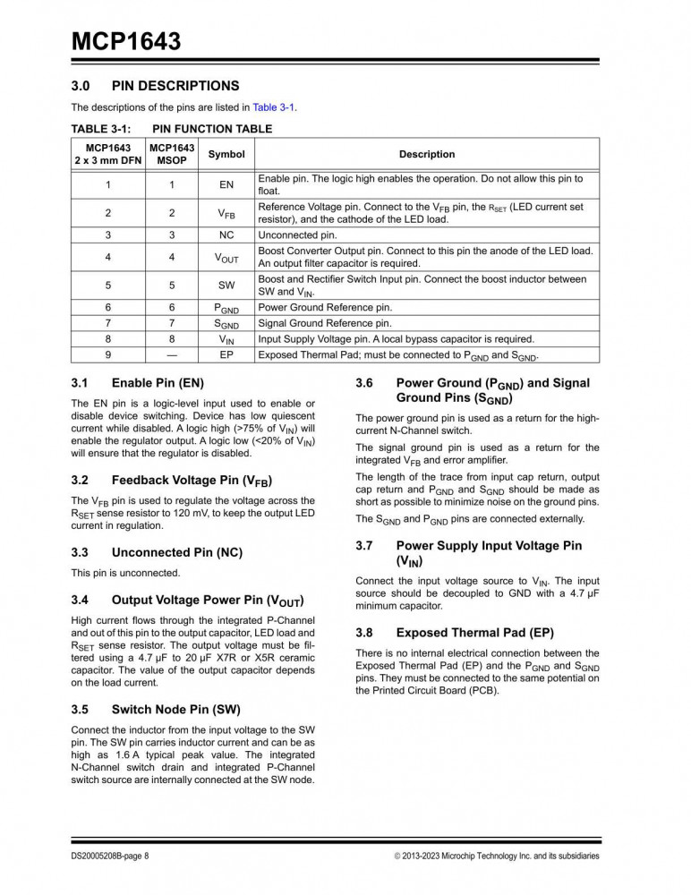 MCP1643 technical document preview, page 8