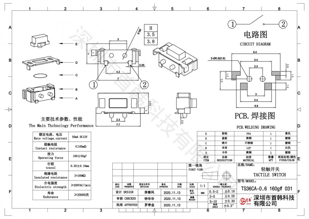 TS36CA-0.6 160gf 031 specification page 1