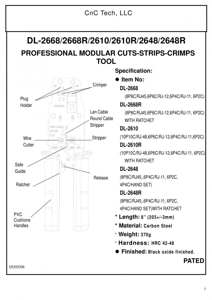 CNC Tech DL-2668 modular tool product sheet