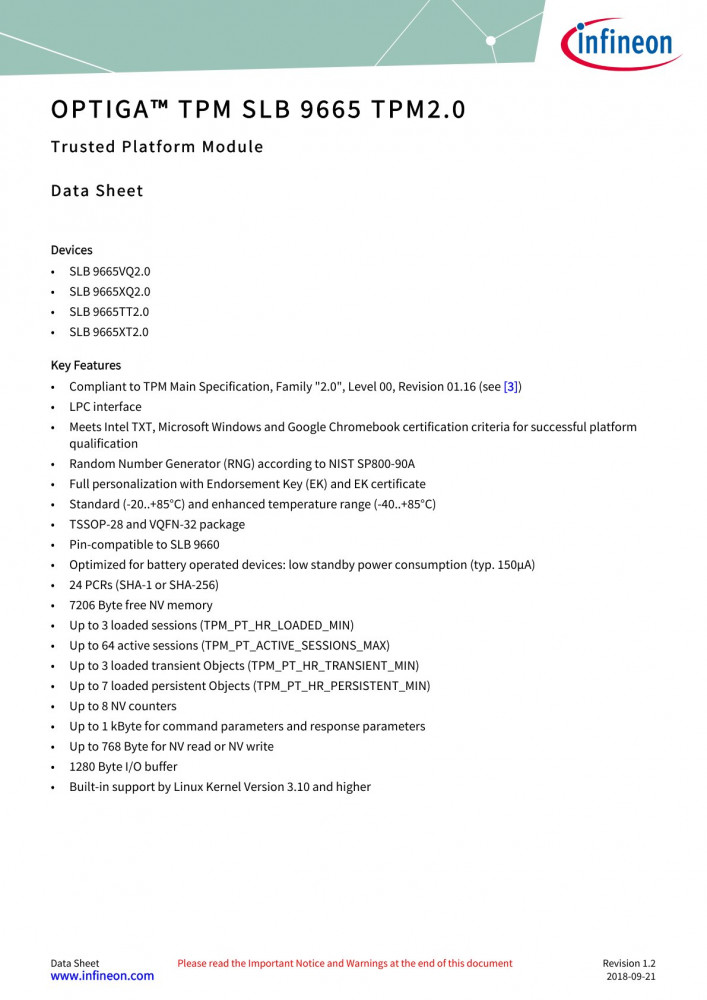 SLB9665XQ20FW560XUMA2 datasheet page 1