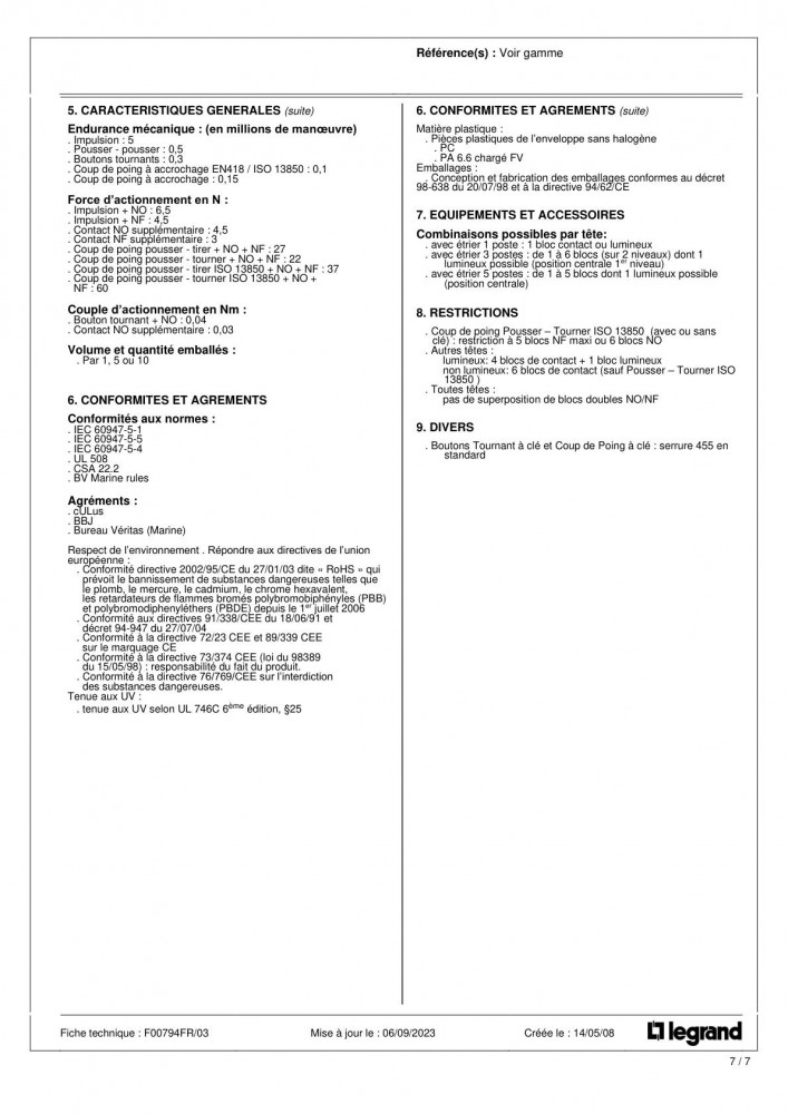 Legrand technical document page 7