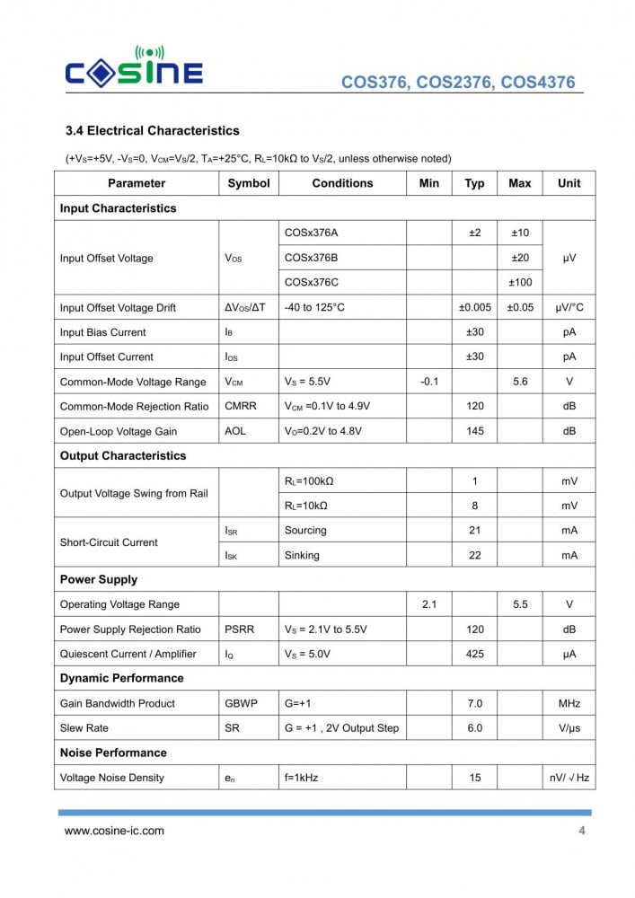 COS2376SRA datasheet page 4