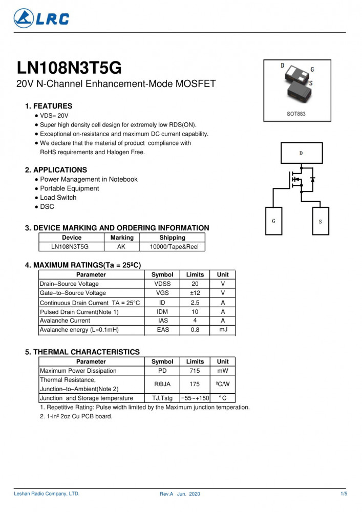 LN108N3T5G datasheet page 1