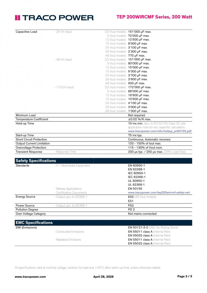 TEP 200WIRCMF datasheet page 3