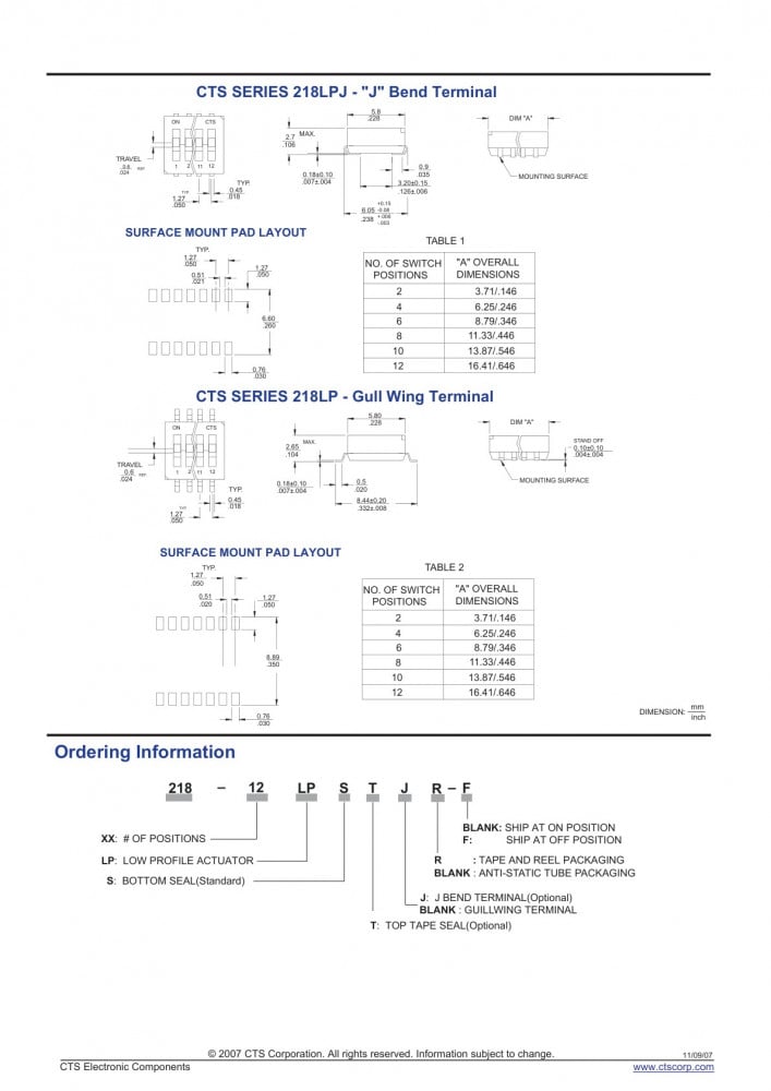 CTS 218-2LPSTJ technical document page 2
