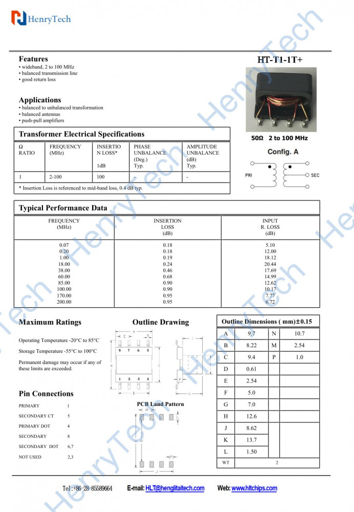 HT-T1-1T+ technical document page 1