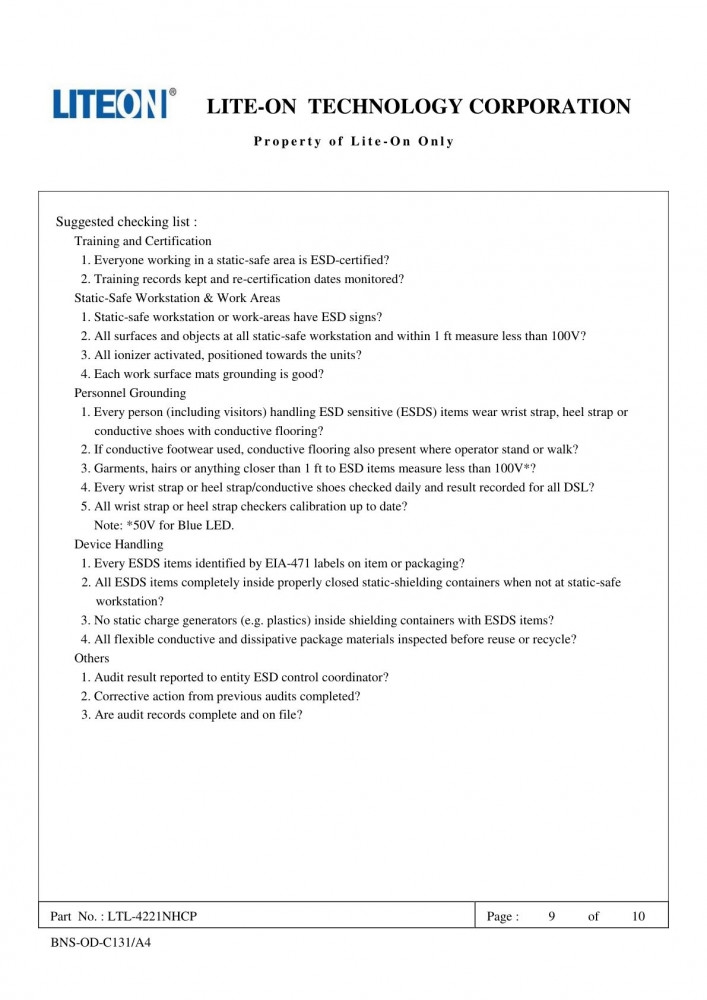 LTL-4221NHCP datasheet page 10