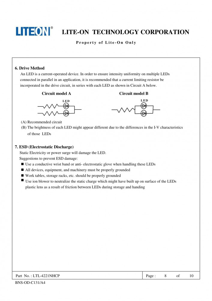 LTL-4221NHCP datasheet page 9