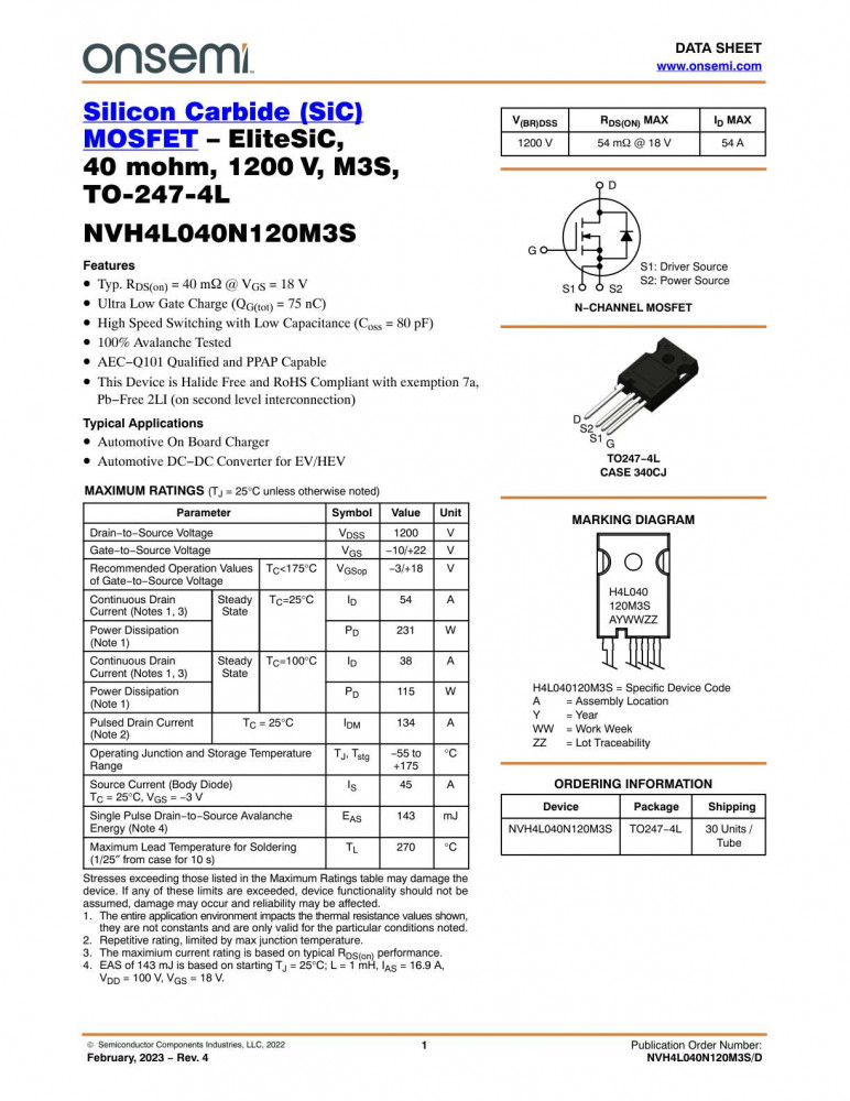 NVH4L040N120M3S datasheet page 1