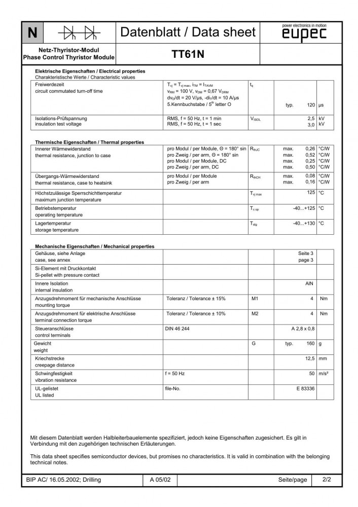 TD61N16KOF technical document page 2