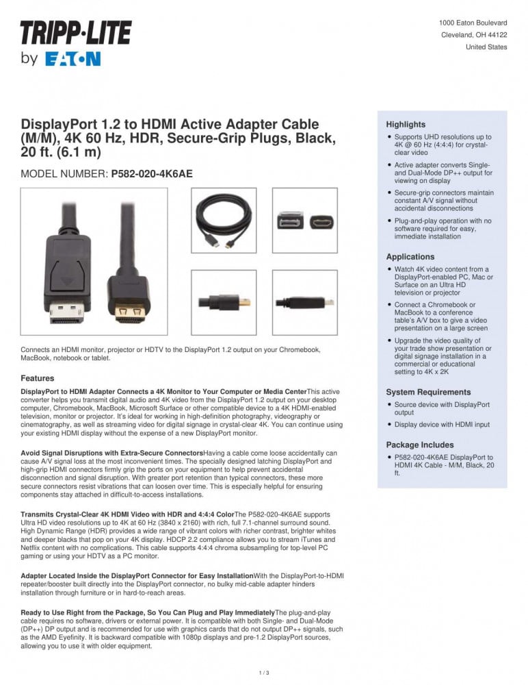 P582-020-4K6AE technical document page 1