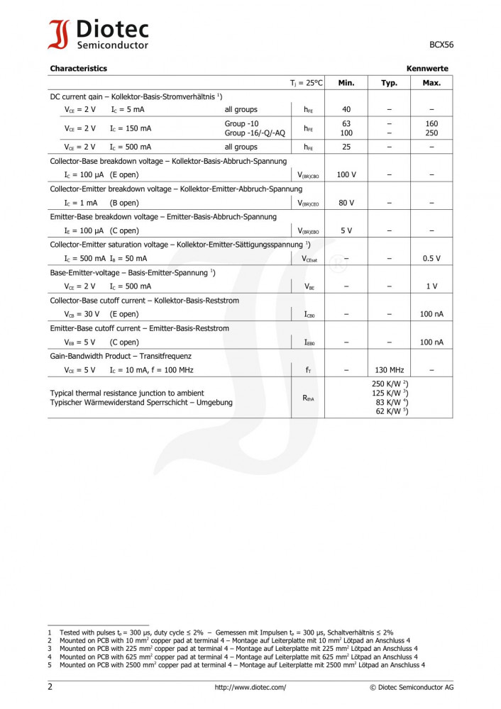 DIOTEC BCX56-16 datasheet page 2