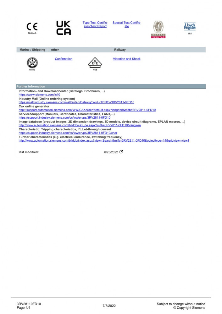 3RV28110FD10 technical document page 4