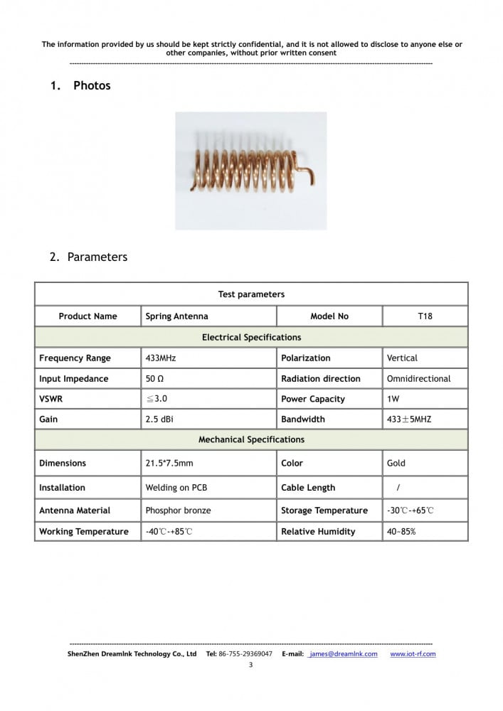 DreamLNK T18-433M specification page 3