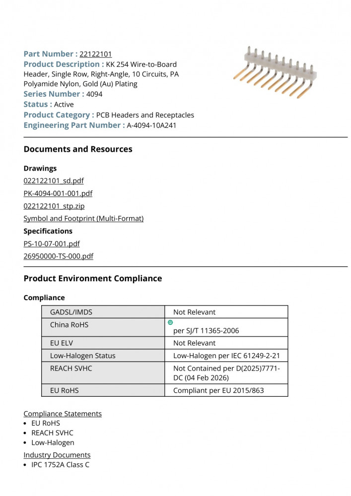 MOLEX 22122101 technical document image 1