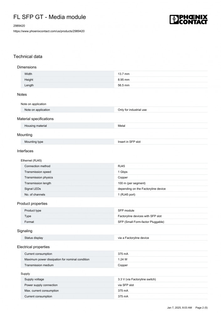 Phoenix Contact 2989420 technical document page 2