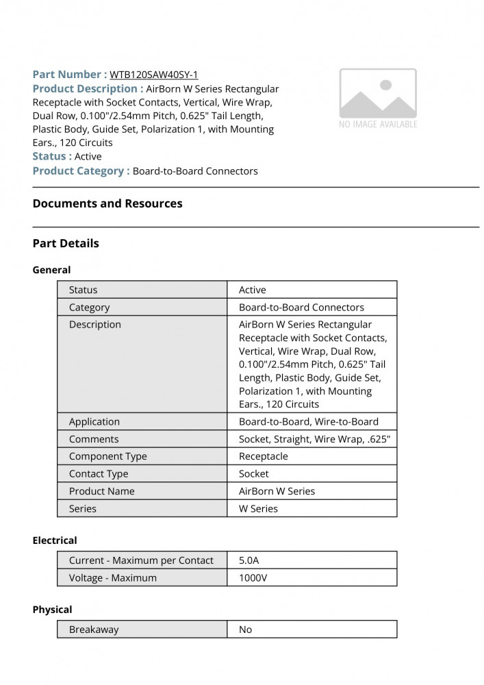 WTB120SAW40SY-1 technical document image, page 1
