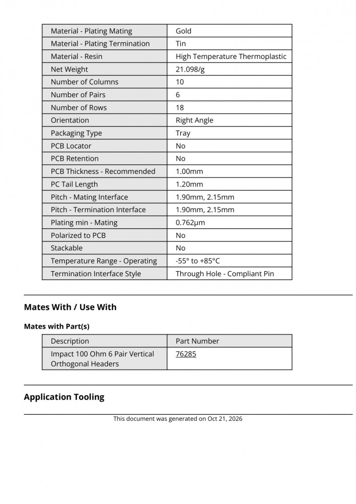Technical document page 3 for MOLEX 762901020