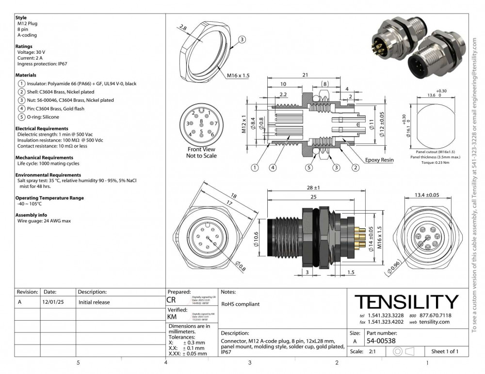 Tensility International 54-00538 product drawing preview