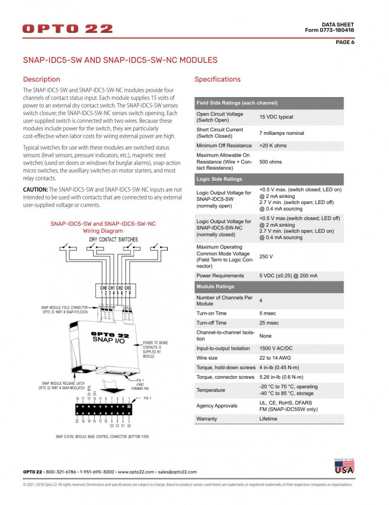 SNAP digital input modules datasheet page 6