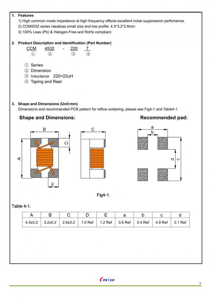 CCM4532-101T specification document page 3