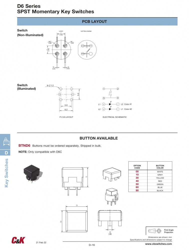 C&K D6 series technical document page 4