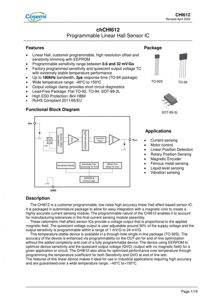CHI612 datasheet page 1