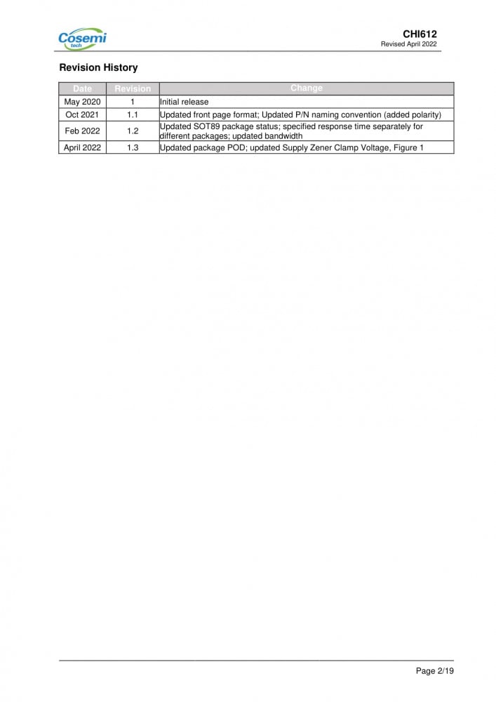 CHI612 datasheet page 2