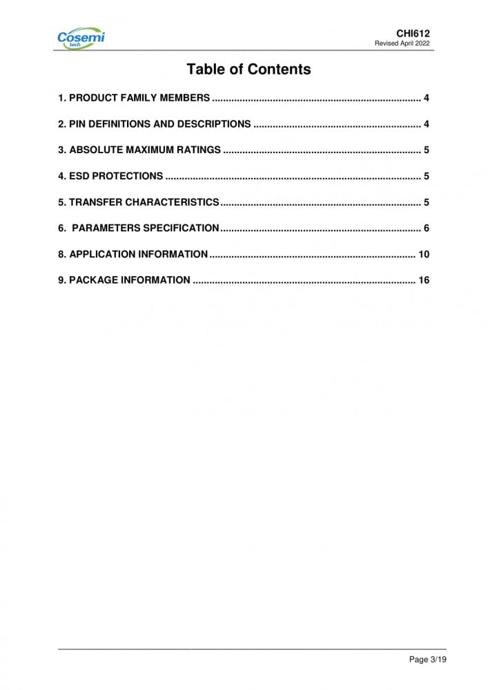 CHI612 datasheet page 3