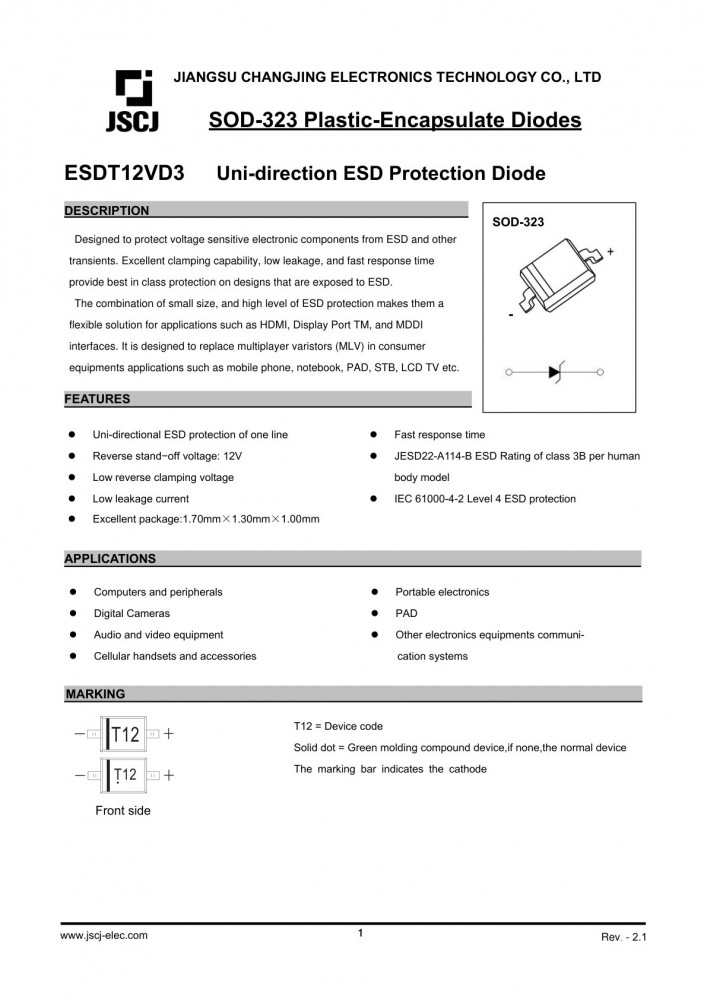 ESDT12VD3 datasheet page 1