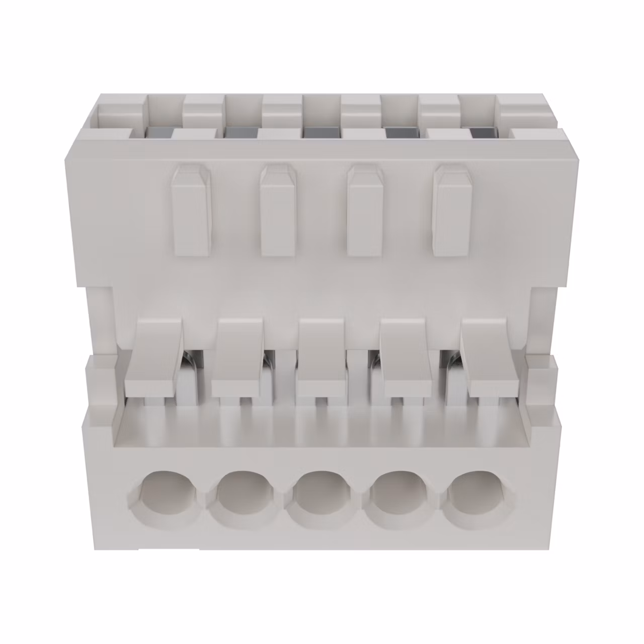 Appli-Mate RAST 2.5 IDT Housing, 2.50mm Pitch, Female, 5 Circuits, Beaded Terminal, Position Keys A & F Removed, 1 Open and 1 Slotted Endwall for sale