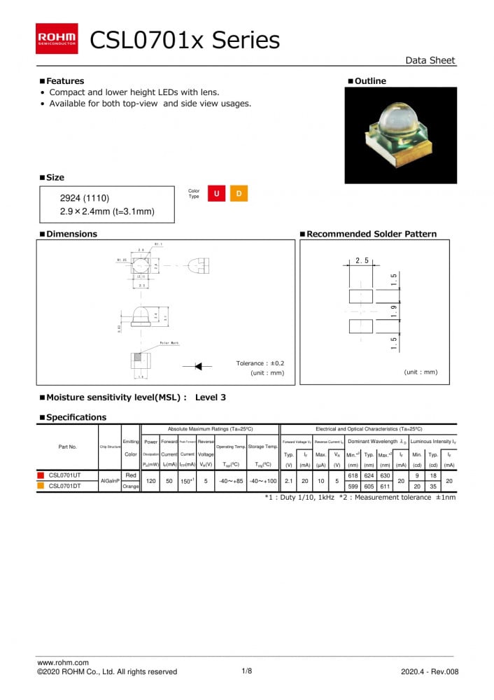 CSL0701DT5 technical document page 1
