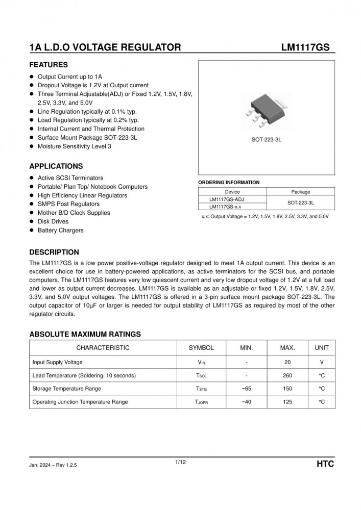 LM1117GS datasheet page 1