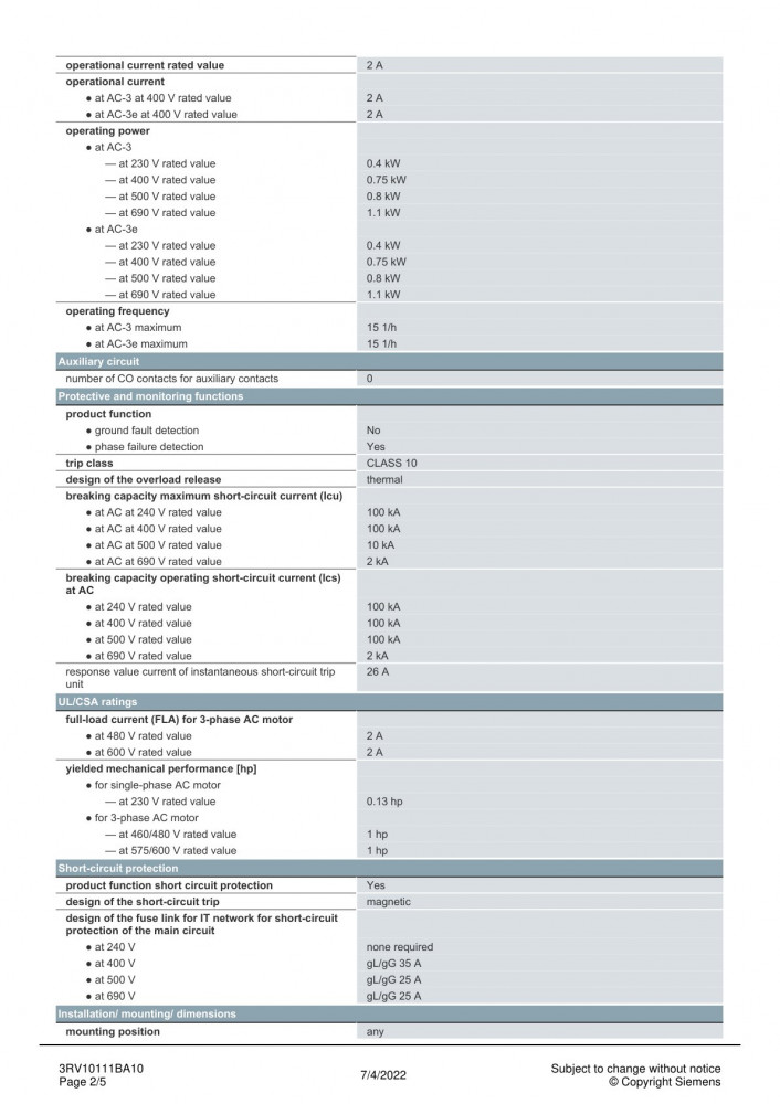 3RV1011-1BA10 technical document page 2