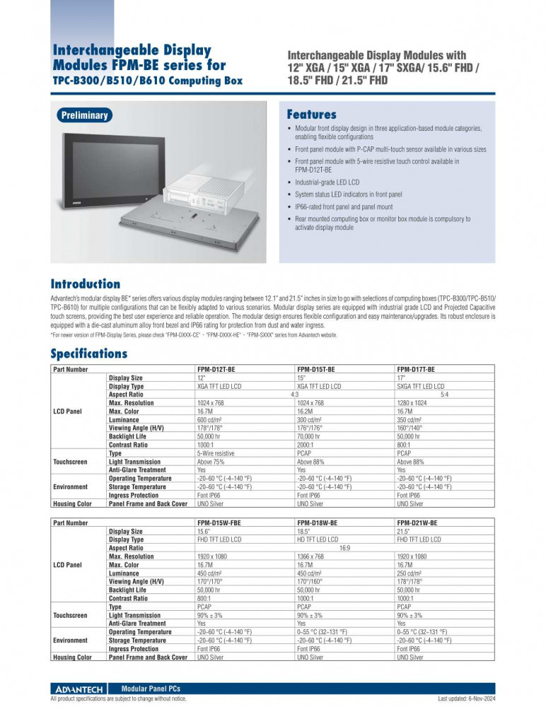 FPM-BE display documentation page 1