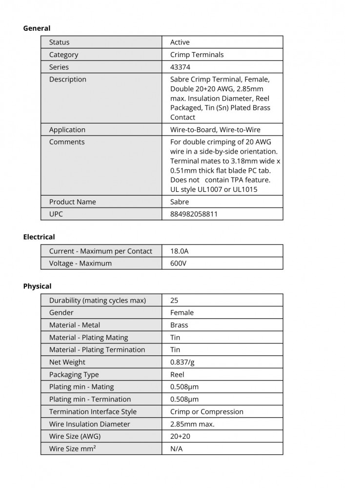 MOLEX 433745001 technical document image, page 2