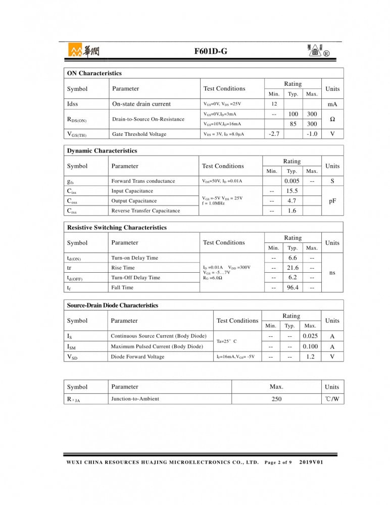 F601D-G datasheet page 2