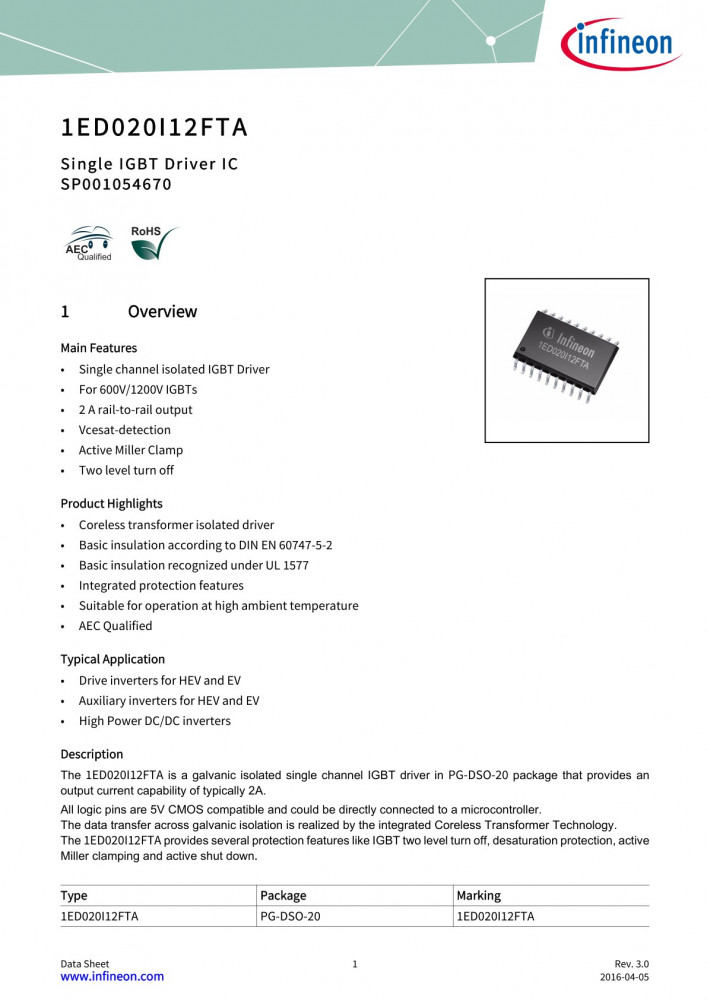 1ED020I12FTA datasheet page 1