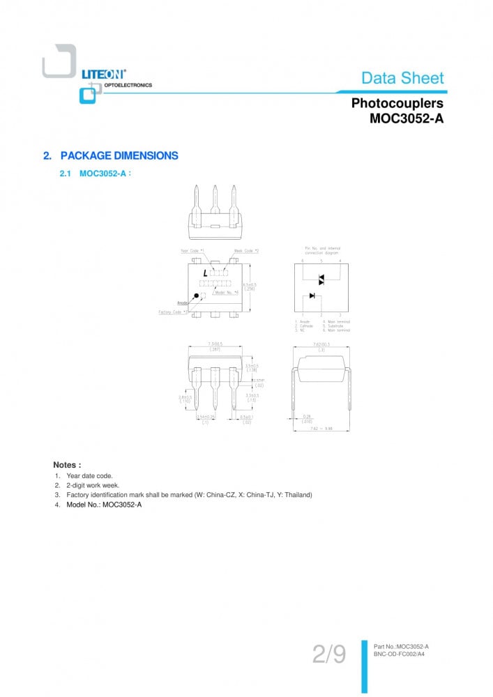 MOC3052-A datasheet page 3