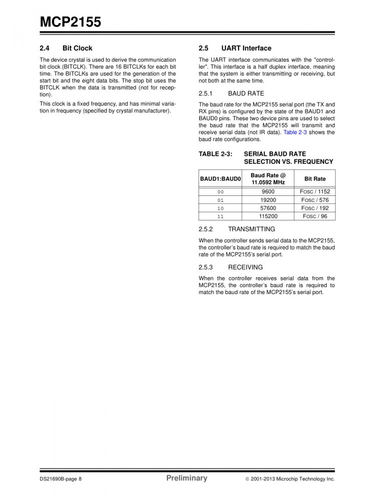 MCP2155 datasheet page 8