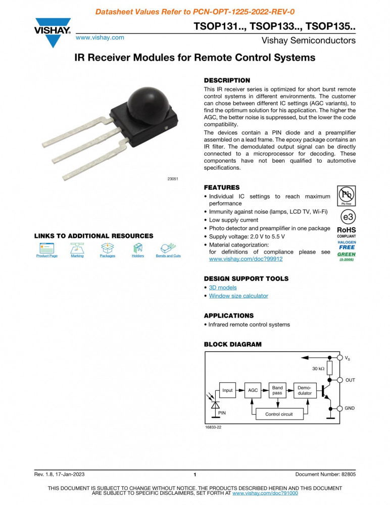 TSOP13540 datasheet page 1
