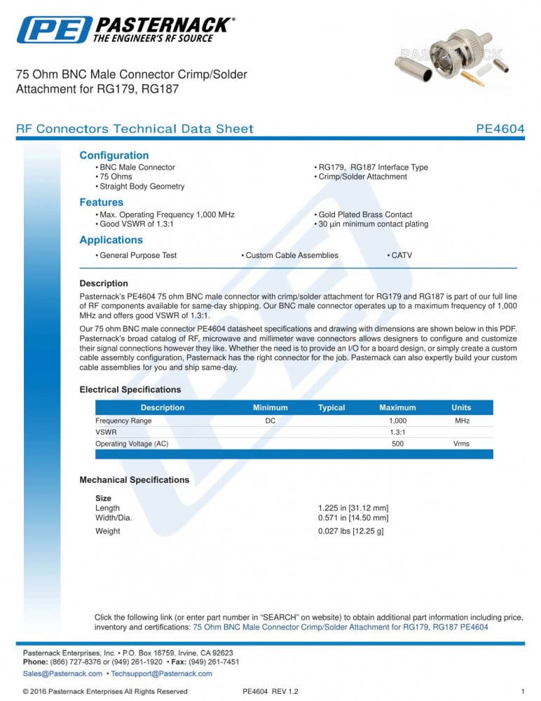 PE4604 datasheet page 1