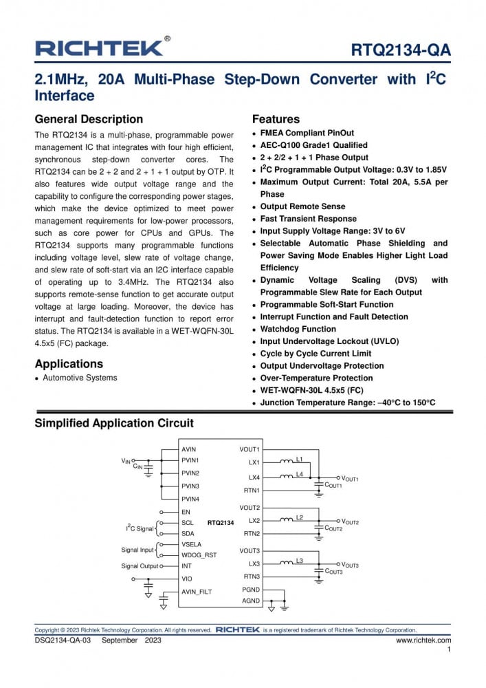 RTQ2134 datasheet page 1