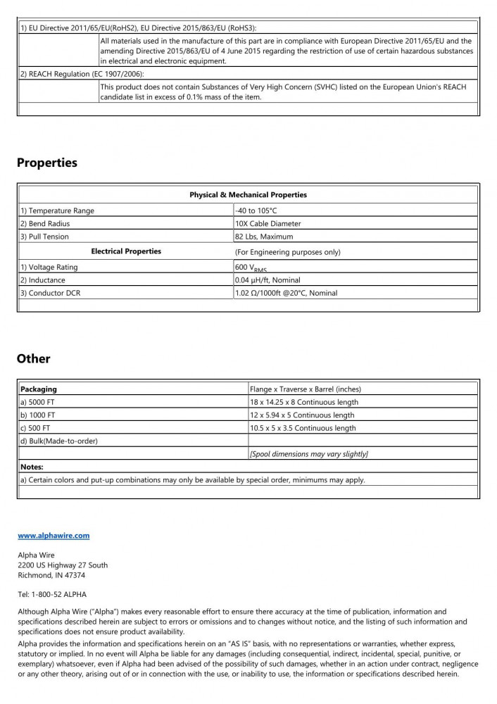 Alpha Wire 461019 technical document page 2