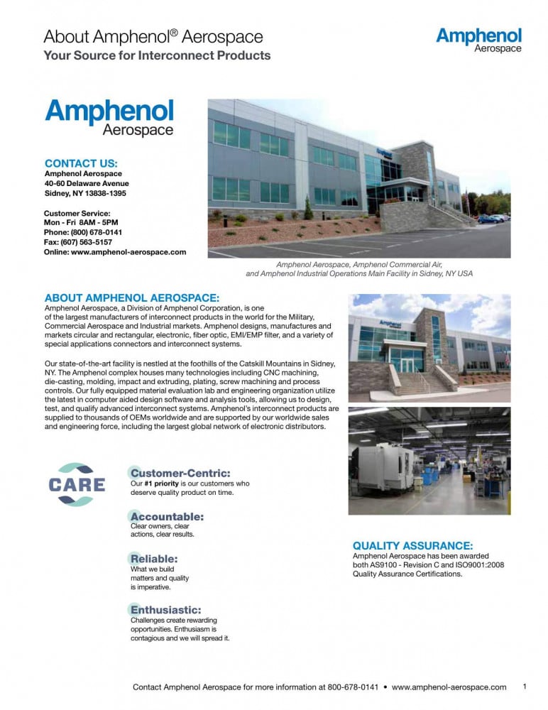 Amphenol D38999 documentation page 1