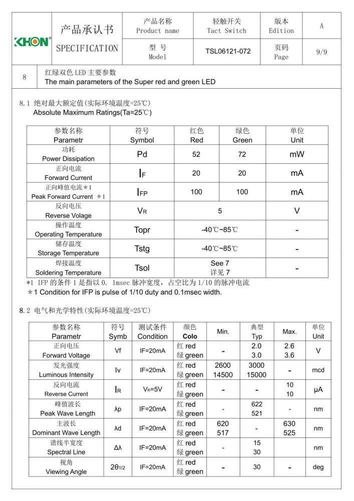 KHON specification page 9